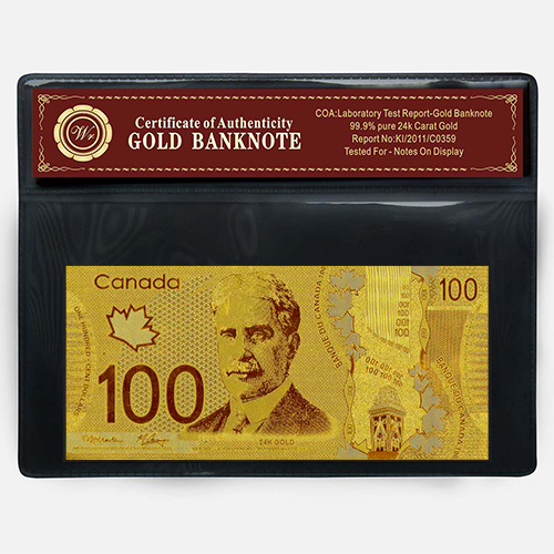 Jewelryroom.com - IDEAL ! CAD ONE HUNDRED DOLLAR BANKNOTE 24K GOLD ...