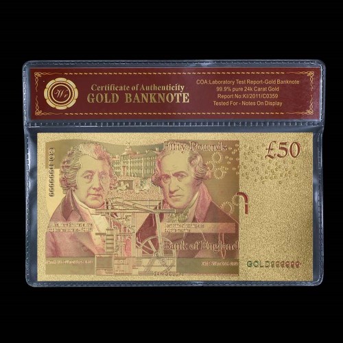 Jewelryroom.com - BEAUTEOUS ! GBP FIFTY DOLLAR BANKNOTE 24K GOLD ...