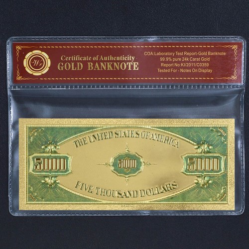 Jewelryroom.com - US FIVE THOUSAND DOLLAR BANKNOTE 24K GOLD REPLICA ...