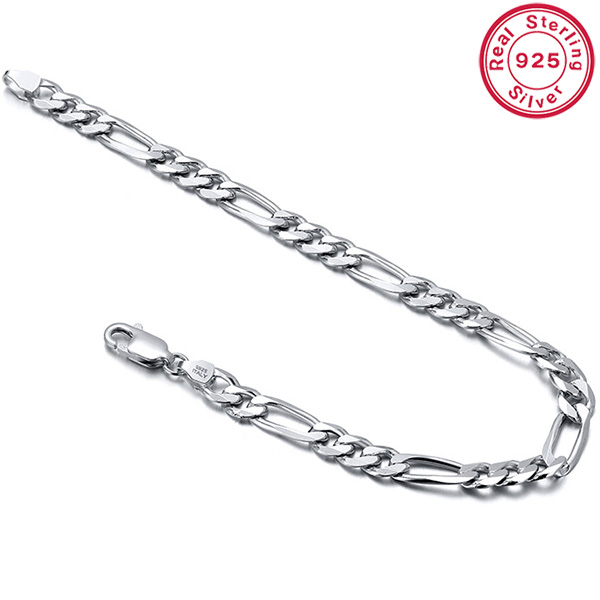 Jewelryroom.com - 20CM ITALY FIGARO CHAIN 925 STERLING SILVER BRACELET ...