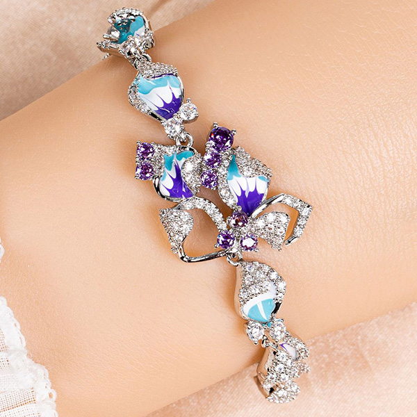 Jewelryroom.com - NEW! CREATED MIX COLOR SAPPHIRE 18K WHITE GOLD PLATED ...