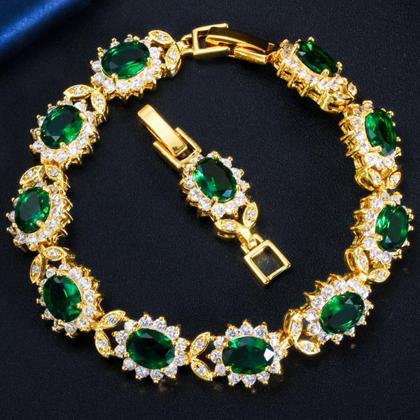 Jewelryroom.com - NEW! SPARKLING CREATED EMERALD 18K YELLOW GOLD PLATED ...