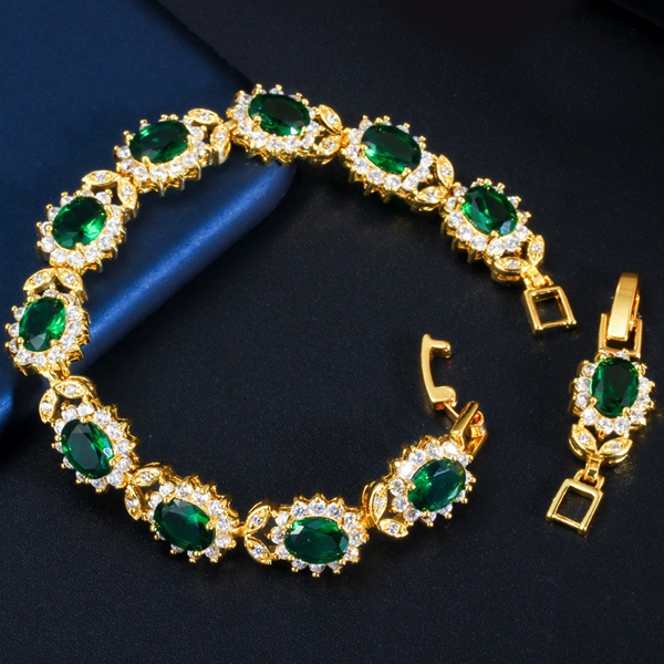 Jewelryroom.com - NEW! SPARKLING CREATED EMERALD 18K YELLOW GOLD PLATED ...