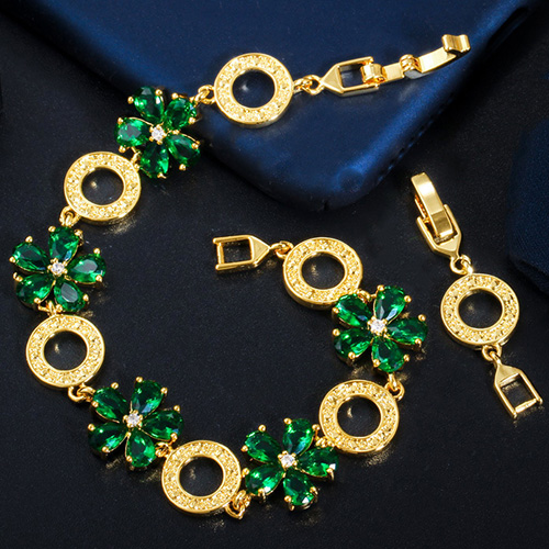 Jewelryroom.com - NEW! SPARKLING CREATED EMERALD 18K YELLOW GOLD PLATED ...