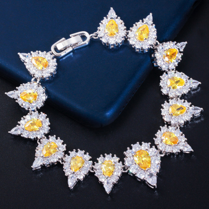 Jewelryroom.com - ELITE ! SPARKLING CREATED YELLOW SAPPHIRE 18K WHITE ...