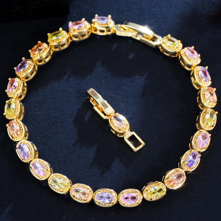 Jewelryroom.com - NEW! SPARKLING CREATED MULTICOLORED SAPPHIRE 18K ...