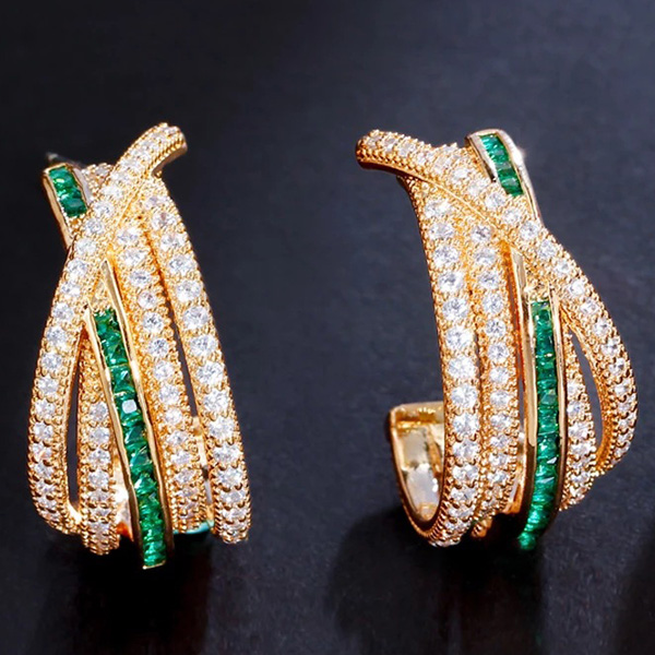 Jewelryroom.com - NEW! CREATED EMERALD & WHITE SAPPHIRE 18K YELLOW GOLD ...