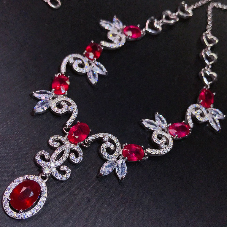 Jewelryroom.com - NEW!! GENUINE RUBY & CREATED WHITE SAPPHIRE 925 ...