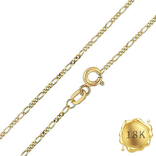 Jewelryroom.com - 45CM 18 INCHES AU750 FIGARO CHAIN 18KT SOLID GOLD NECKLACE - Item #: 702301