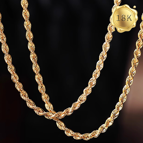 Jewelryroom.com - 55CM 3.2G AU750 ROPE CHAIN 18KT SOLID GOLD MENS ...