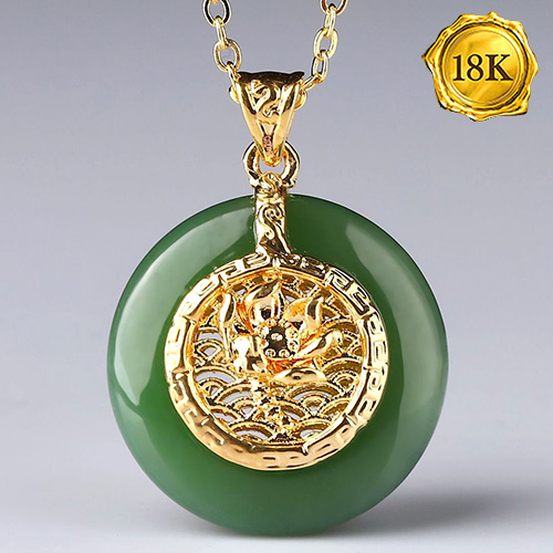 Jewelryroom.com - ELITE ! NATURAL JADE PEACE BUCKLE 18KT SOLID GOLD ...