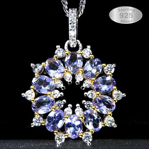 Jewelryroom.com - NEW! 2.00 CT GENUINE TANZANITE & CREATED WHITE TOPAZ 925 STERLING SILVER ...