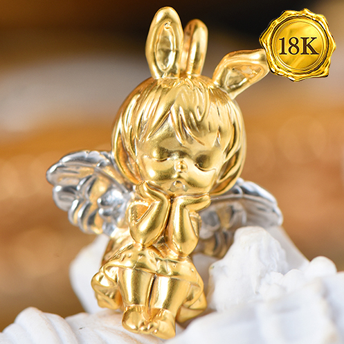 Jewelryroom.com - 18KT TWO-TONE SOLID GOLD ANGEL PENDANT - Item #: 643609