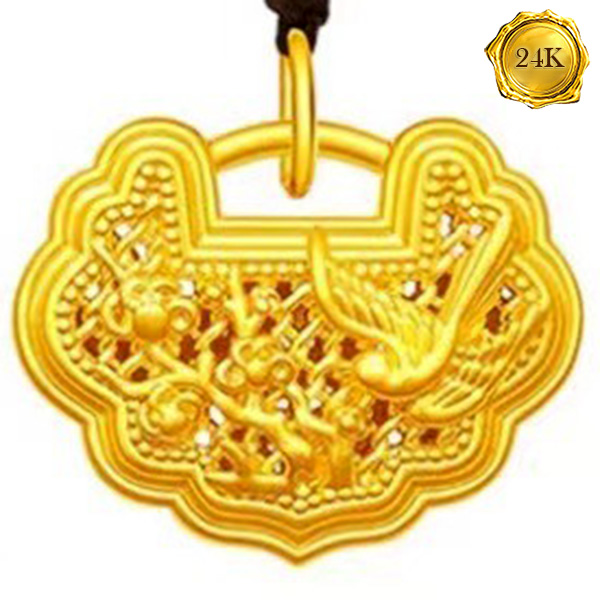 Jewelryroom.com - AWESOME ! LONGEVITY LOCK 24KT SOLID GOLD PENDANT ...