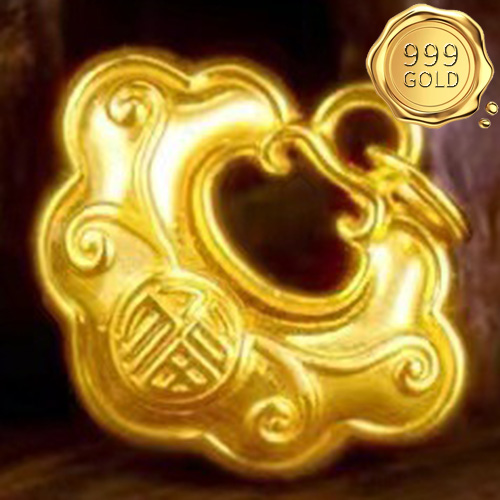 Jewelryroom.com - AWESOME ! 3D LONGEVAL LOCK 24KT SOLID GOLD HOLLOW ...