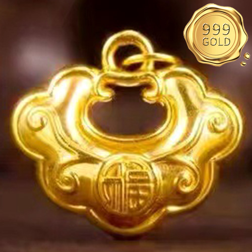 Jewelryroom.com - AWESOME ! 3D LONGEVAL LOCK 24KT SOLID GOLD HOLLOW ...