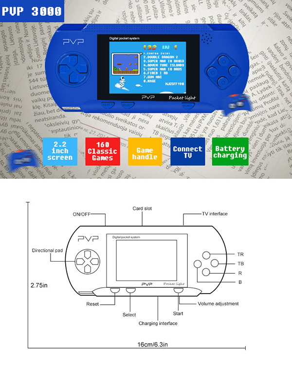 Jewelryroom.com - PVP3000 HANDHELD GAME PLAYER BUILT-IN 89 GAMES ...