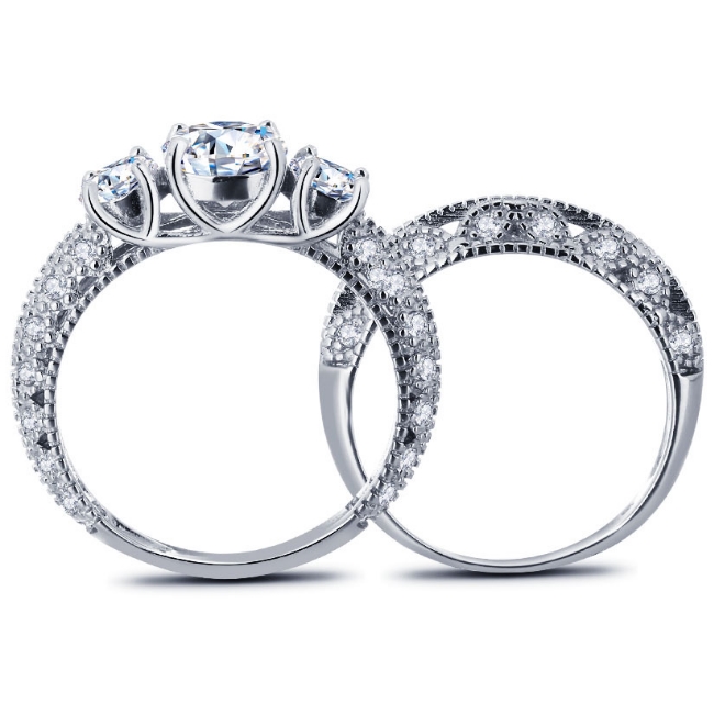 Jewelryroom.com - SIZE 5! AAAAA CUBIC ZIRCONIA ENGAGEMENT SET 925 ...