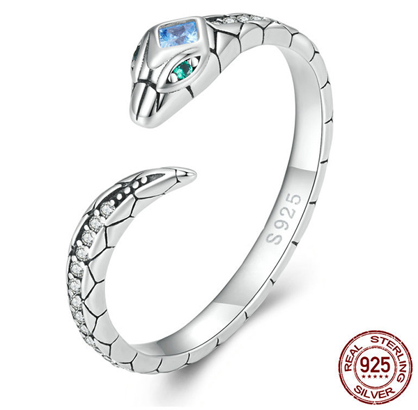 Jewelryroom.com - NEW! CREATED BLUE TOPAZ SNAKE 925 STERLING SILVER ...