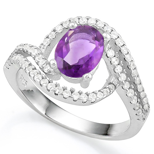 Jewelryroom.com - 1.10 CT AMETHYST & LAB CREATED DIAMOND 925 STERLING ...