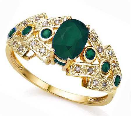 Jewelryroom.com - LOVELY GENUINE EMERALD & 6PCS GENUINE EMERALD 10K ...