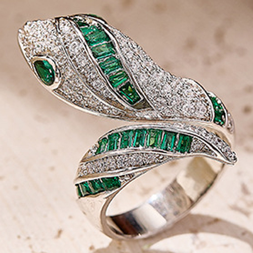 Jewelryroom.com - NEW ! CREATED EMERALD SNAKE DESIGN 18K WHITE GOLD ...