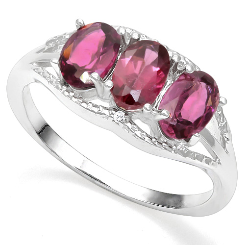 Jewelryroom.com - RING SIZE 6 ! 1.33 CT RHODONITE & DIAMOND 925 ...