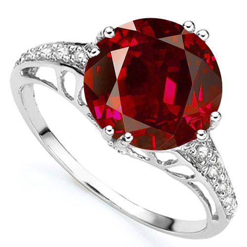 Jewelryroom.com - SUPERB ! 4.00 CT LAB GROWN RUBY & GENUINE DIAMOND ...