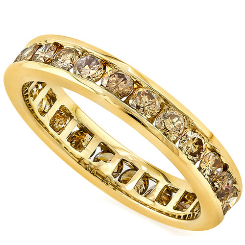 Jewelryroom.com - 1.50 CT CHOCOLATE DIAMOND 14KT SOLID GOLD ETERNITY ...