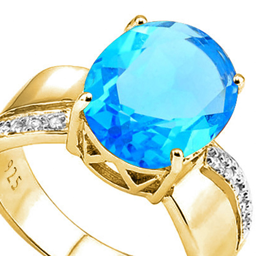 Jewelryroom.com - 4.07 CT CREATED BLUE TOPAZ & DIAMOND 925 STERLING ...