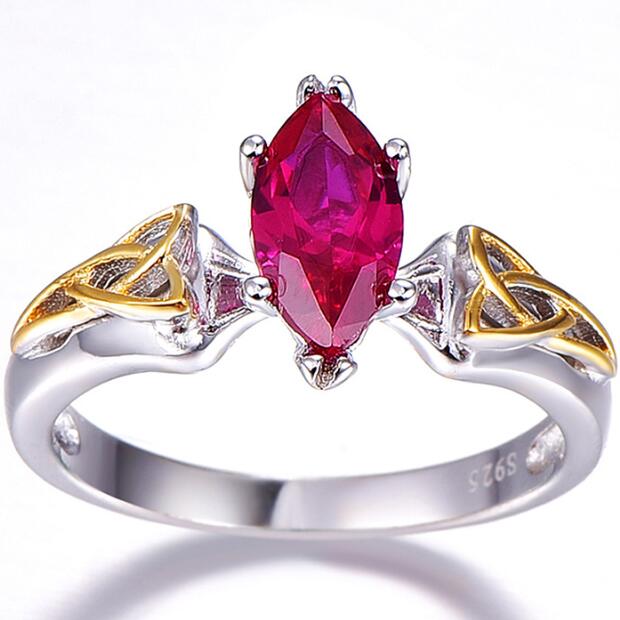 Jewelryroom.com - CREATED RUBY 925 STERLING SILVER TWO TONE RING - Item ...