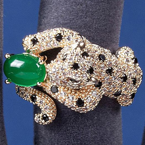 Jewelryroom.com - NEW! MALAYSIA JADE LEOPARD 18K YELLOW GOLD PLATED ...