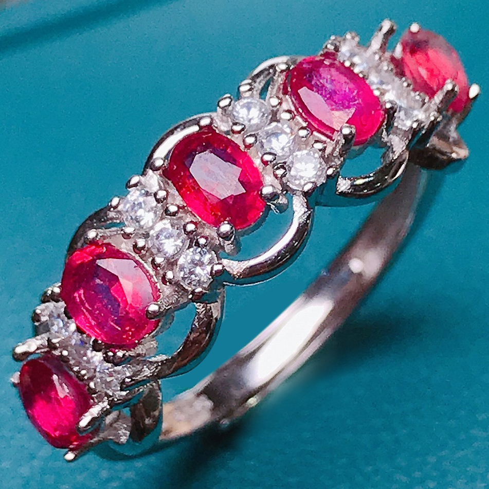 Jewelryroom.com - NEW!! GENUINE RUBY & CREATED WHITE TOPAZ 925 STERLING ...