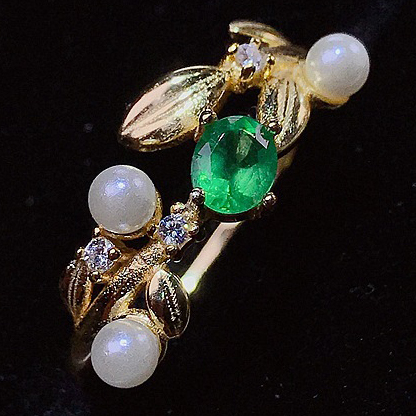 Jewelryroom.com - NEW!! GENUINE EMERALD & PEARLS 925 STERLING SILVER ...