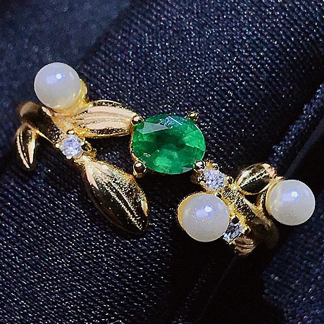 Jewelryroom.com - NEW!! GENUINE EMERALD & PEARLS 925 STERLING SILVER ...