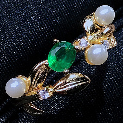 Jewelryroom.com - NEW!! GENUINE EMERALD & PEARLS 925 STERLING SILVER ...