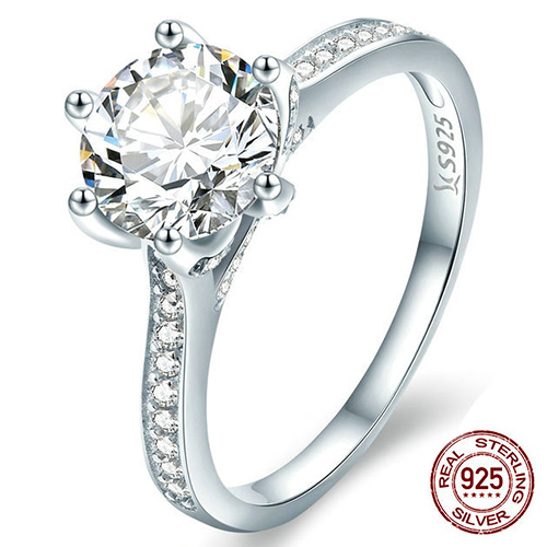 Jewelryroom.com - NEW! (R342) ENGAGEMENT PURE 925 STERLING SILVER RING - Item #: 609360