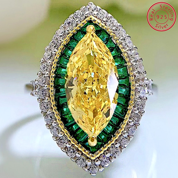 Jewelryroom.com - NEW!! CREATED YELLOW SAPPHIRE & CREATED EMERALD 925 ...