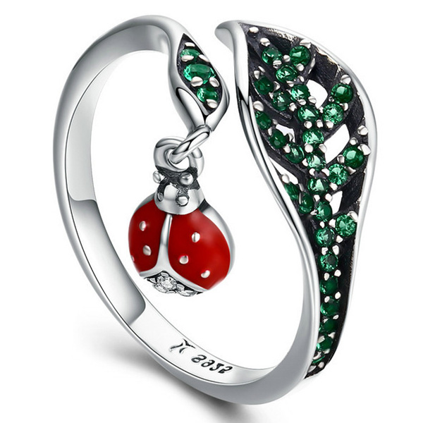 Jewelryroom.com - NEW! CREATED WHITE SAPPHIRE LADYBIRD 925 STERLING ...