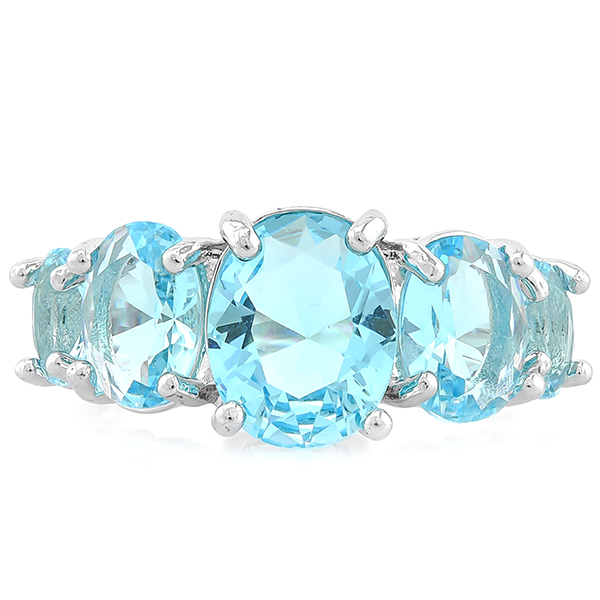 Jewelryroom.com - CREATED BLUE TOPAZ & LAB CREATED DIAMOND 18K GOLD ...