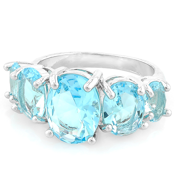 Jewelryroom.com - CREATED BLUE TOPAZ & LAB CREATED DIAMOND 18K GOLD ...