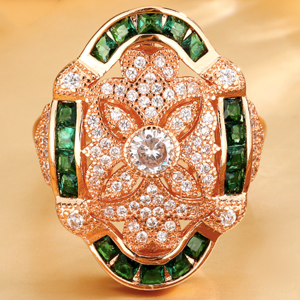 Jewelryroom.com - NEW! CREATED EMERALD 18K YELLOW GOLD PLATED GERMAN ...