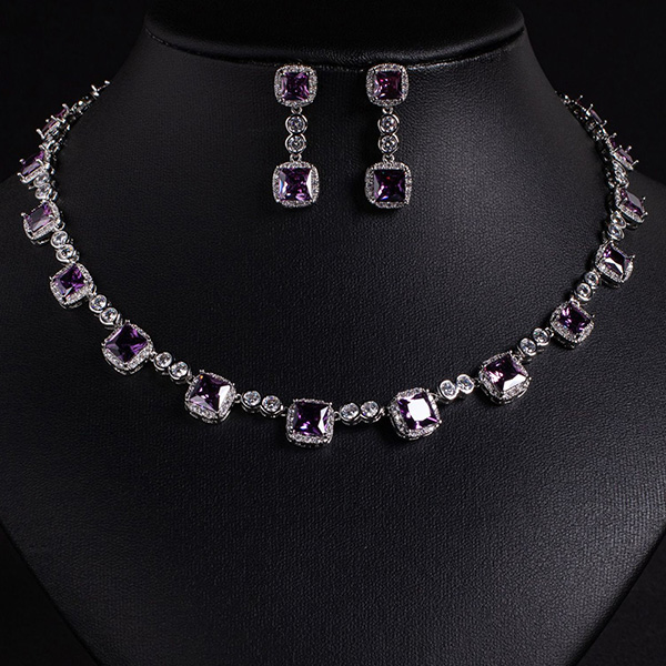 Jewelryroom.com - NEW! CREATED AMETHYST & WHITE SAPPHIRE EARRINGS ...