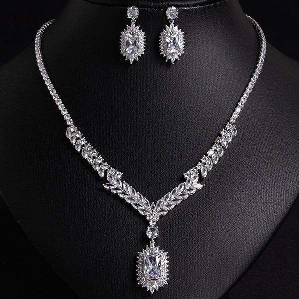 Jewelryroom.com - NEW! CREATED WHITE SAPPHIRE EARRINGS & NECKLACE 18K ...