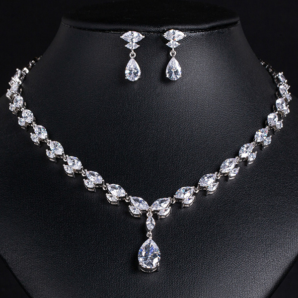 Jewelryroom.com - NEW! CREATED WHITE SAPPHIRE EARRINGS & NECKLACE 18K ...