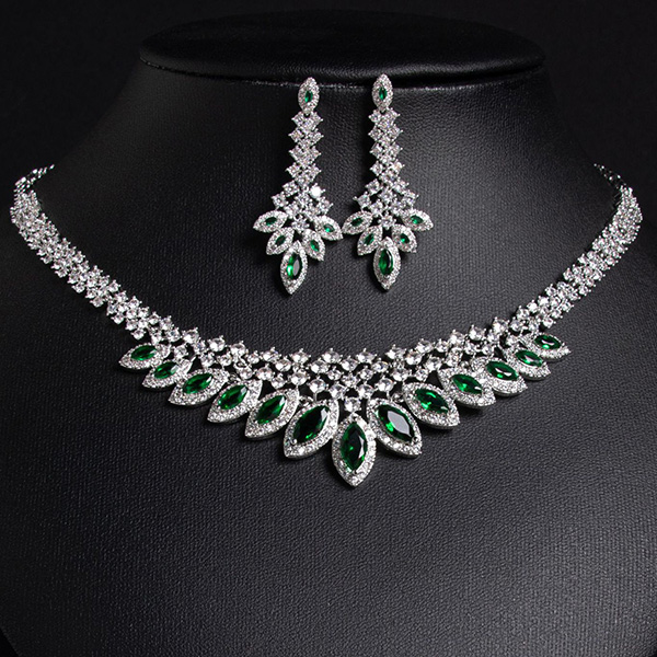 Jewelryroom.com - NEW! CREATED EMERALD & WHITE SAPPHIRE EARRINGS ...