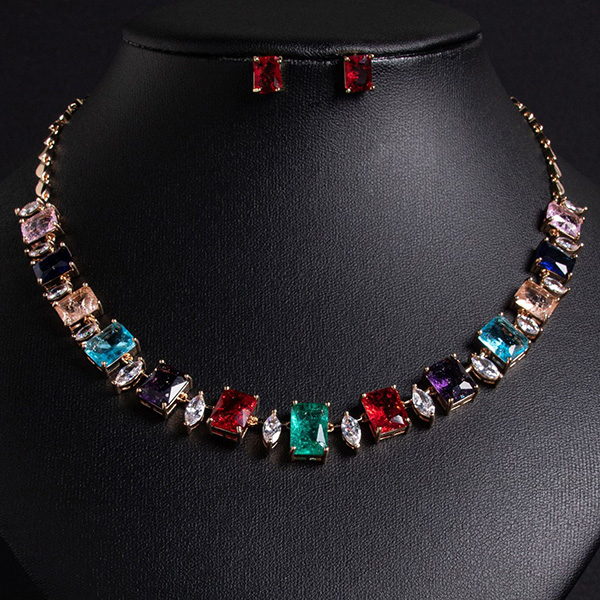 Jewelryroom.com - NEW! CREATED MIX COLOR SAPPHIRE EARRINGS & NECKLACE ...