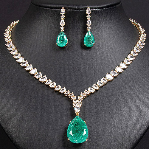 Jewelryroom.com - PRICELESS ! TREATED EMERALD EARRINGS & NECKLACE SET ...
