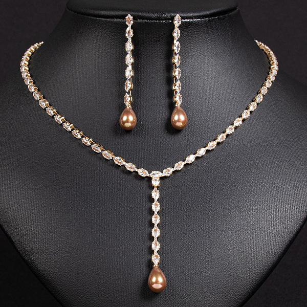 Jewelryroom.com - NEW! GOLDEN COLOR MOTHER OF PEARL & WHITE SAPPHIRE ...