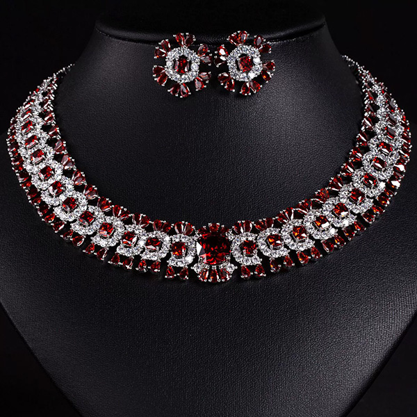 Jewelryroom.com - PRICELESS ! CREATED RUBY EARRINGS & NECKLACE SET 18K ...